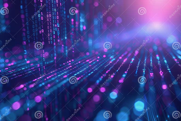 Digital Data Stream Background with Binary Code the Flow Information of Cyber Security ...