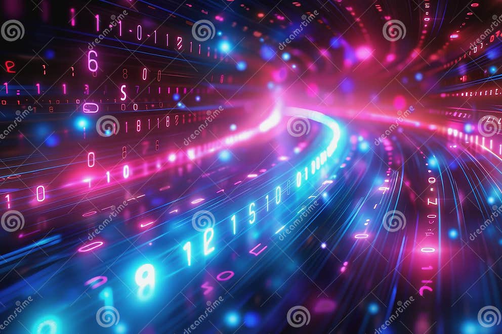 Digital Data Stream Background with Binary Code the Flow Information of Cyber Security ...