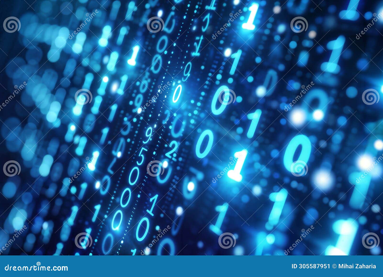 Digital Data Stream Binary Code. Created with Generative AI Stock ...