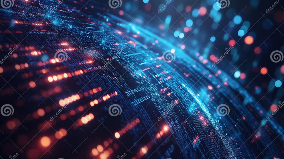 Digital Data Stream and Binary Code in a Global Network Concept Stock Image - Image of flow ...