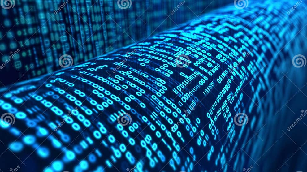 Digital Data Stream Binary Code Technology Futuristic Background Stock Illustration ...