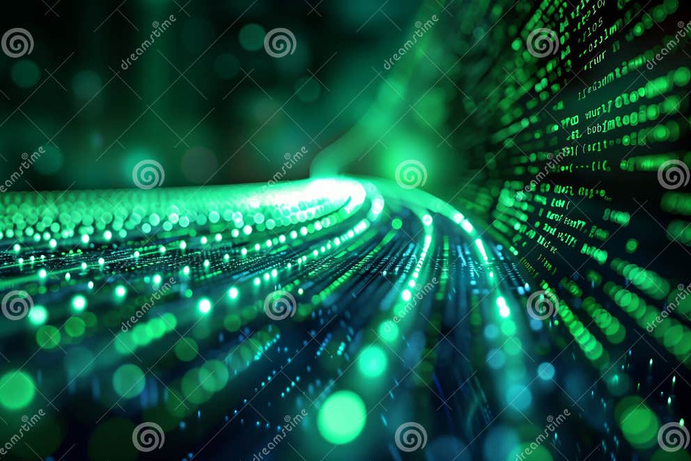 Digital Data Stream in Binary Code Tunnel Stock Illustration - Illustration of futuristic ...