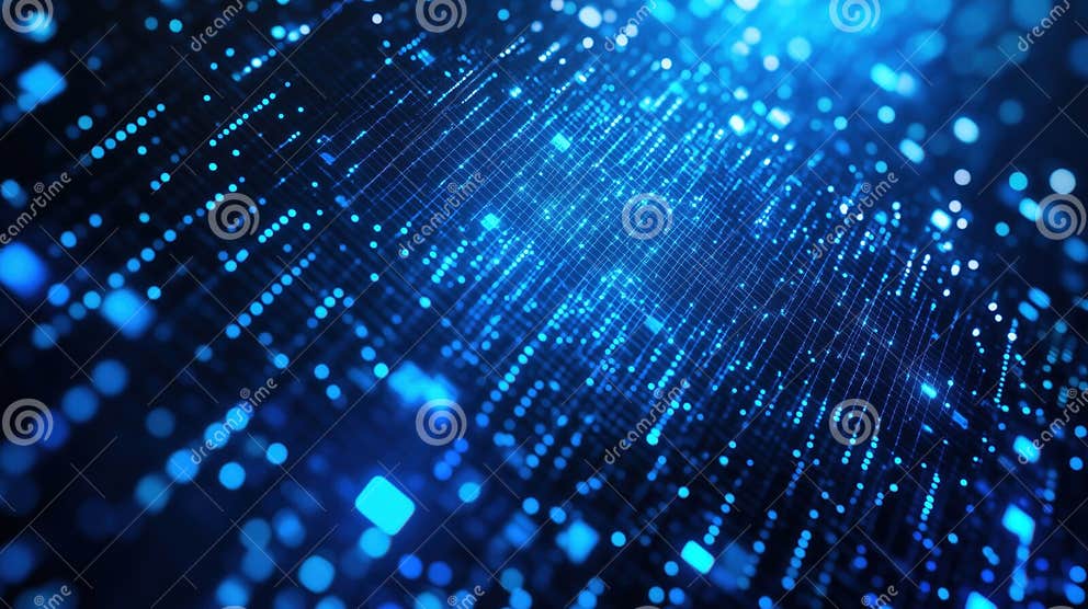 Digital Data Stream with Blue Particles and Lines Stock Image - Image ...