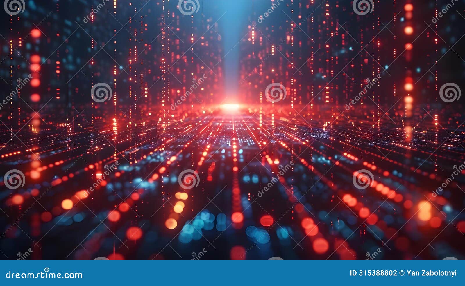 Digital Data Stream in Cyberspace with Minimalist Aesthetic. Concept ...