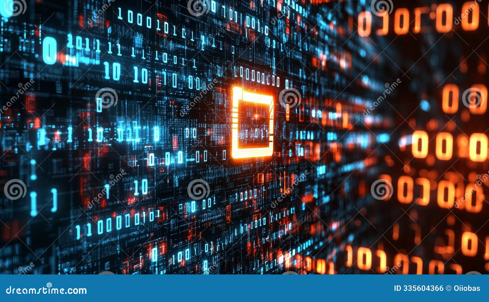 Digital Data Stream - a Deep Dive into the Binary Code - Close-Up Perspective, 3D Render ...