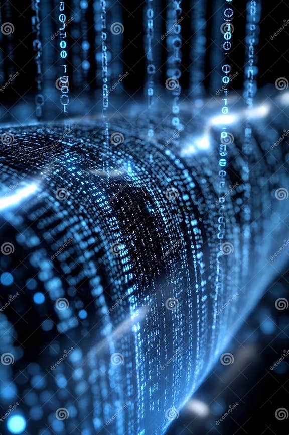 Digital Data Stream, Flowing Binary Code, Cybersecurity Concept, Technology Background Stock ...