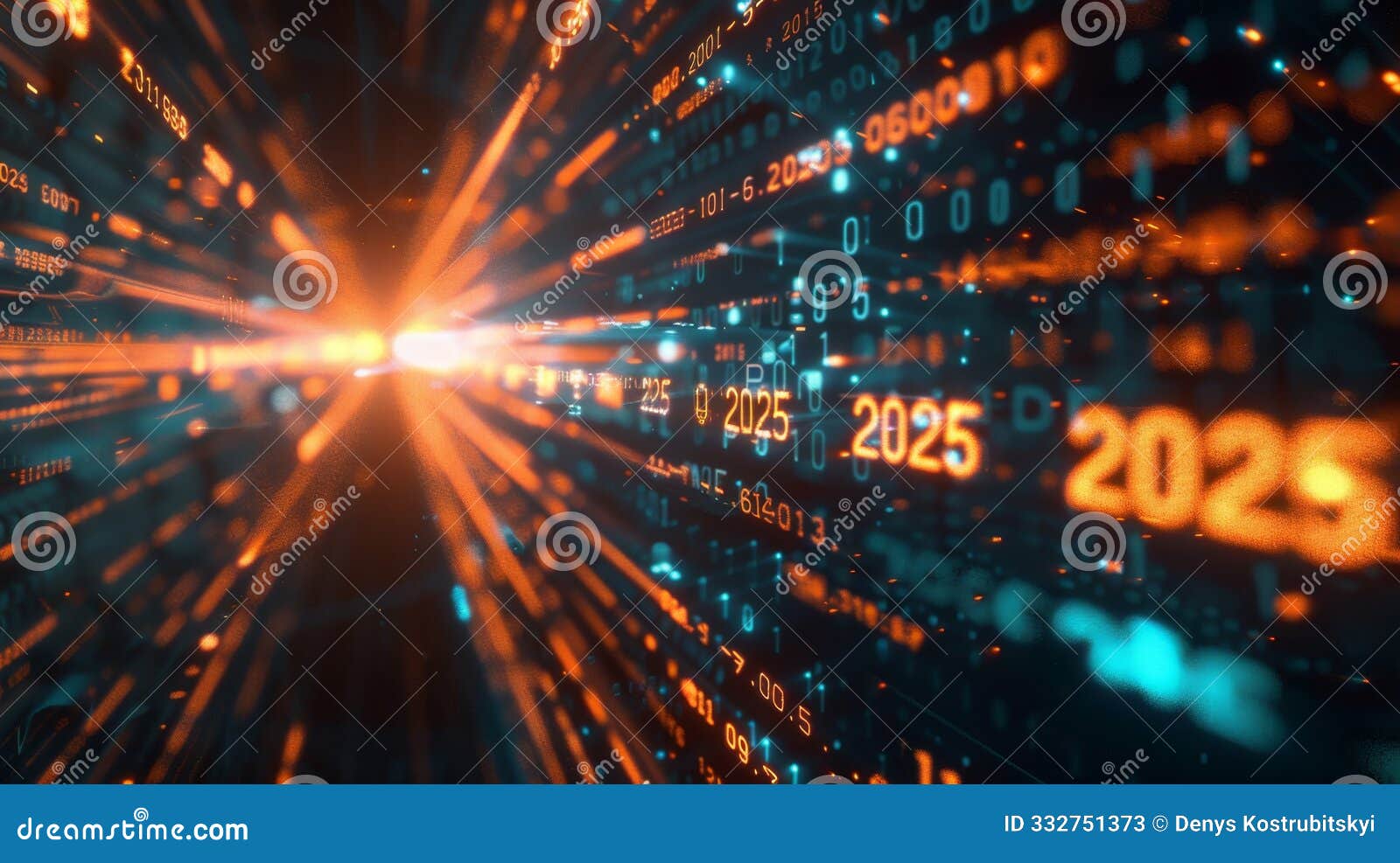 Digital Data Stream - Futuristic Binary Code Flow Stock Illustration - Illustration of software ...