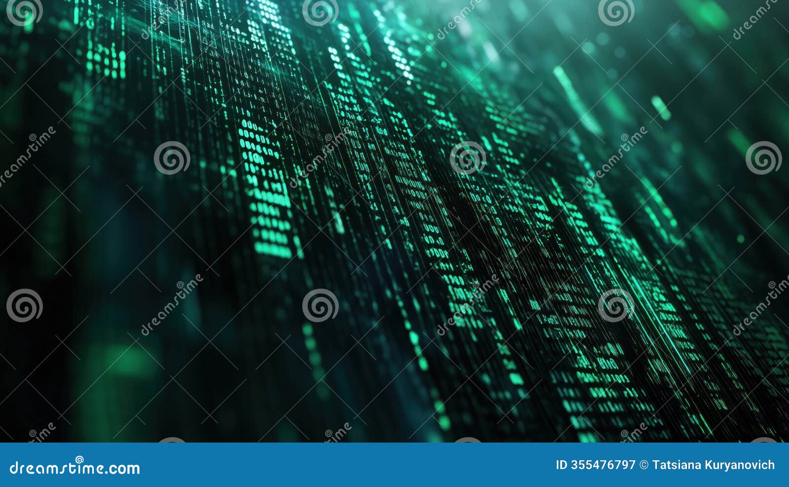 Digital Data Stream with Green Binary Code, Abstract Technology Background Stock Image - Image ...