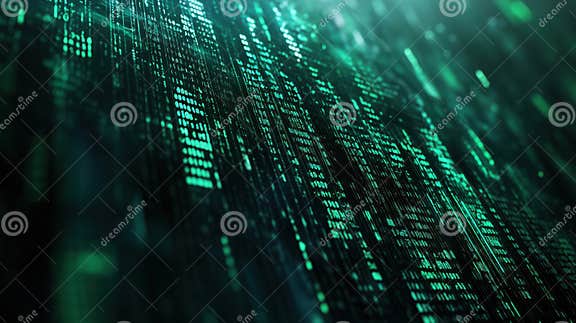 Digital Data Stream with Green Binary Code, Abstract Technology Background Stock Image - Image ...