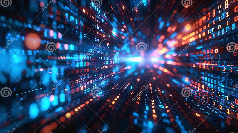 Digital Data Stream with Lights and Matrix, Great for Futuristic ...