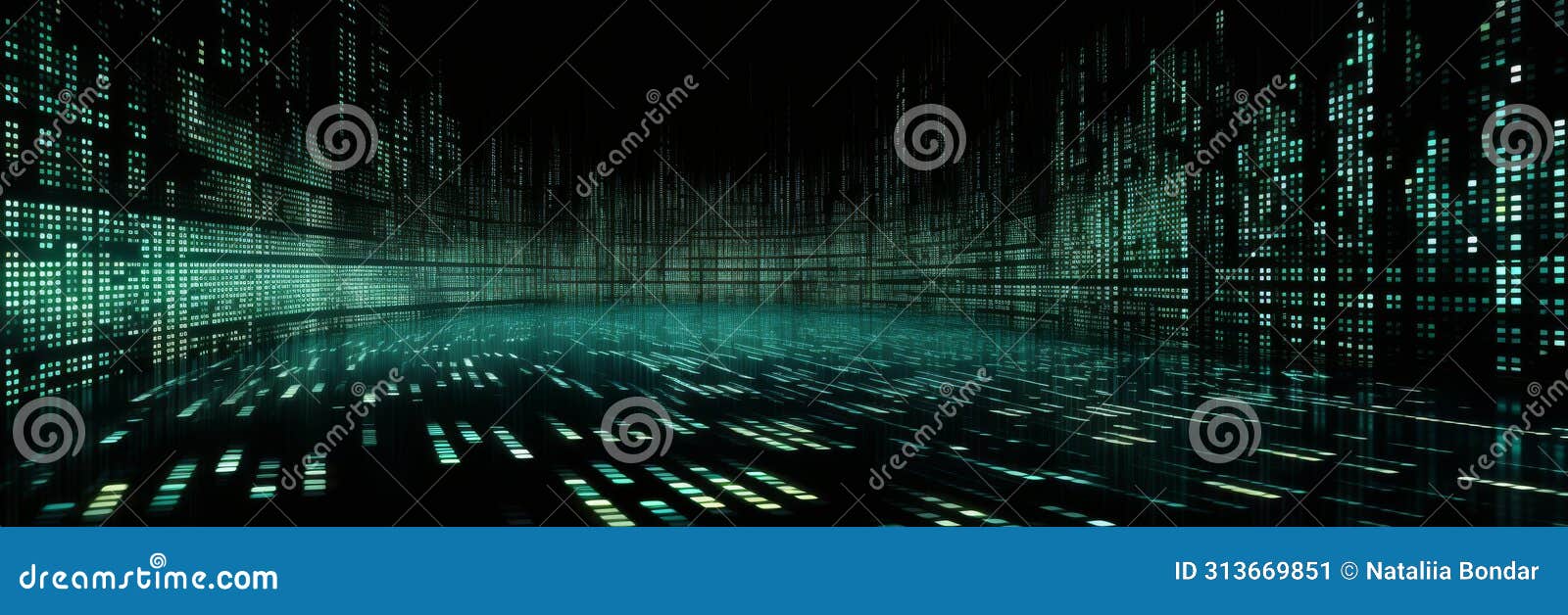 Digital Data Stream Matrix. Futuristic Cyber Network Grid with Abstract ...