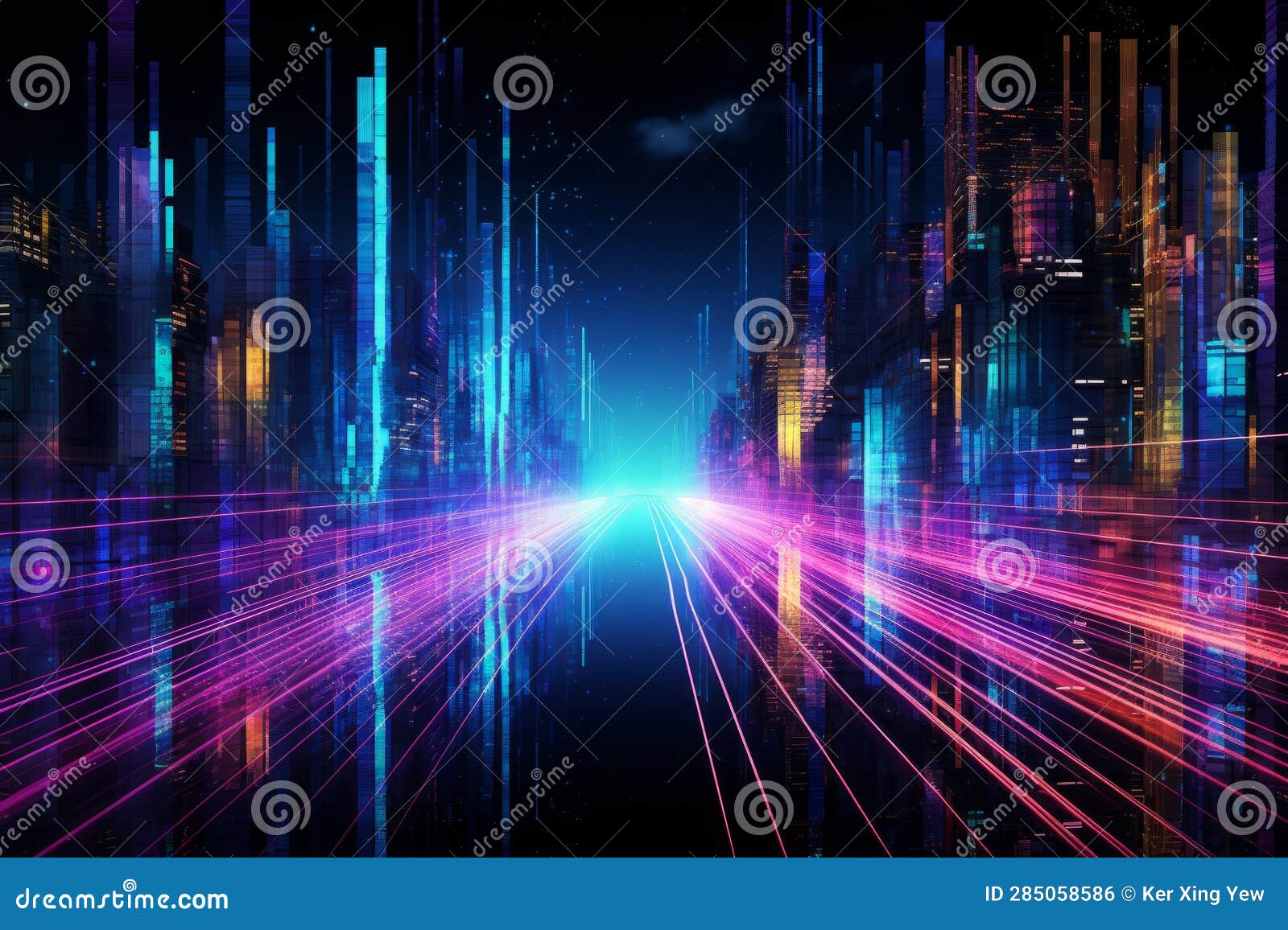 Digital Data Stream with Neon Colors Stock Illustration - Illustration ... Digital Data Stream with Neon Colors Stock Illustration - Illustration ...