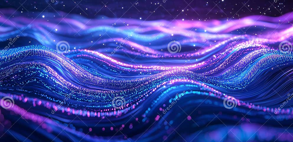 Digital Data Stream. Neural Networks. 3D Image of a Wavy Open-source Surface Stock Image - Image ...