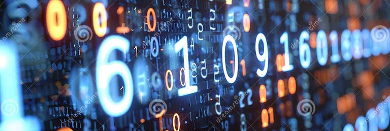 Digital Data Stream with Pixelated Interfacebinary Code and Encryption Concept with Glowing Dots ...