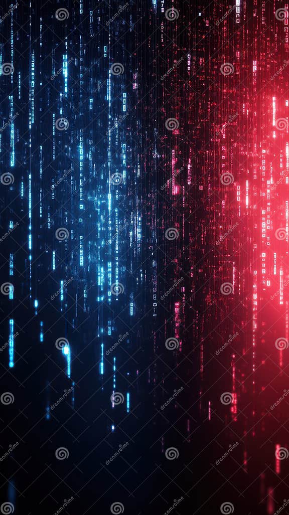 Digital Data Streams in Blue and Red Colors Create Vibrant Effect Stock ...
