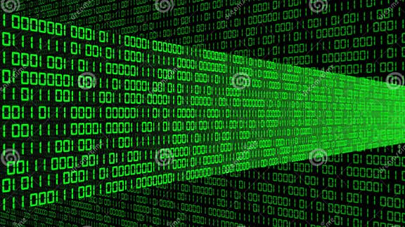 Digital Data Streams Flow into Each Other - Series of Binary Code in Green Color Stock ...