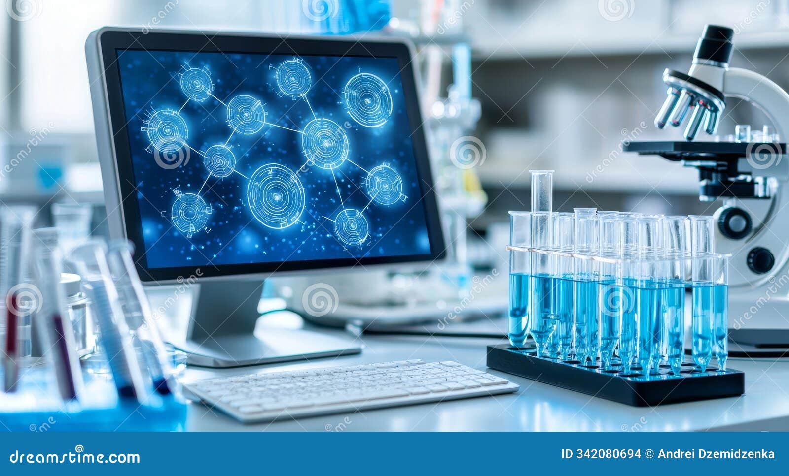 Digital Data Streams Glow from a DNA Sequencing Machine in a Sterile ...