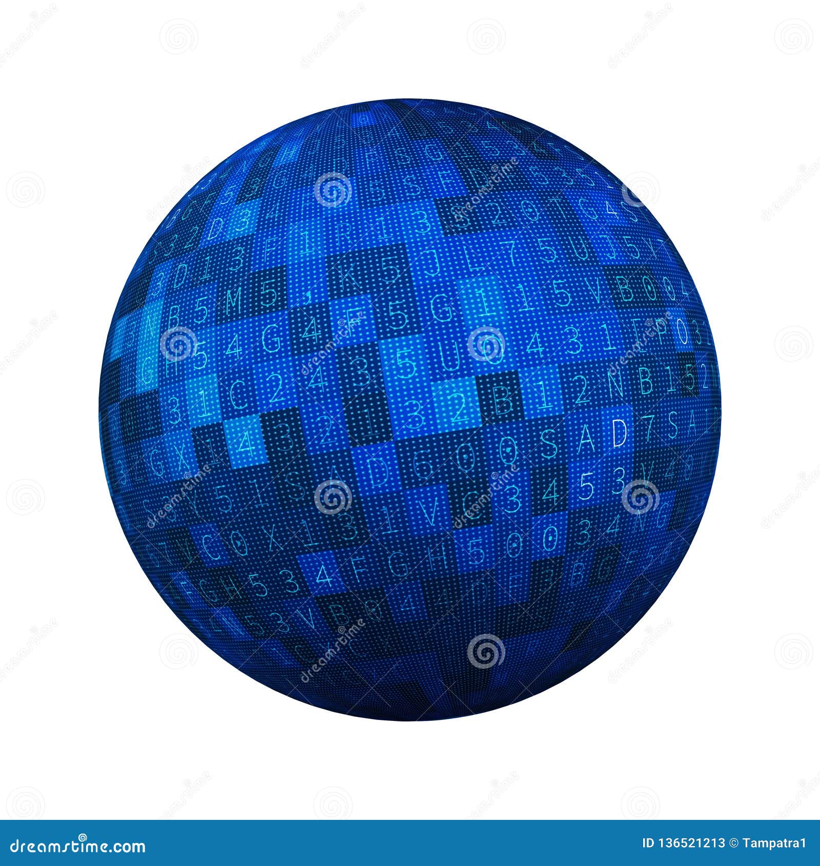 Digital Data Technology Sphere or Ball Isolated on White Background ...