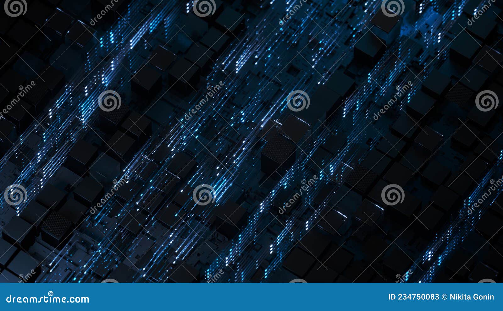 Digital Data Technology Visualization 3D Rendering Stock Illustration ...