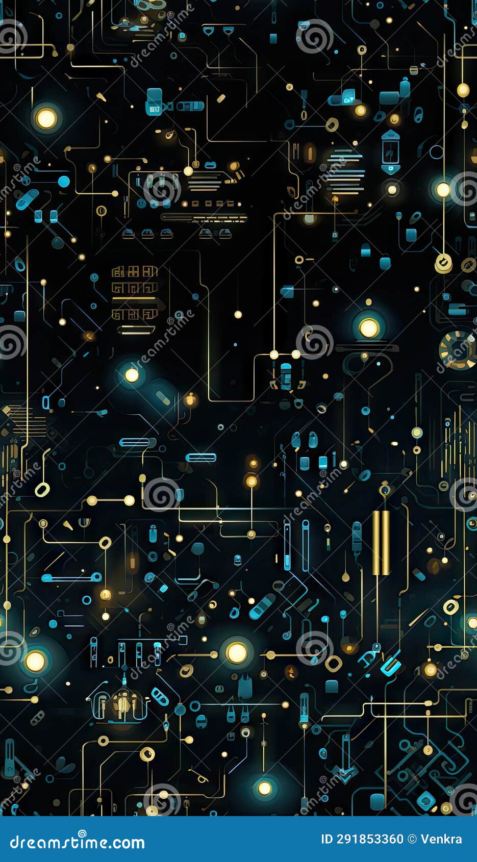 Digital Data Transformation through Chips Electronic Board Stock Photo ...