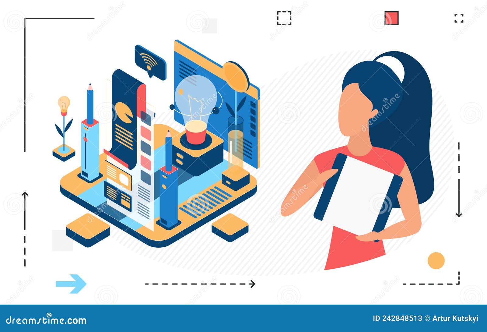 Digital Data Transmission Communication Process Stock Vector ...
