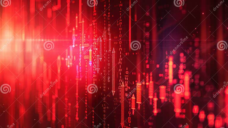 Digital Data Visualization Creating Vibrant Patterns with Red Color ...