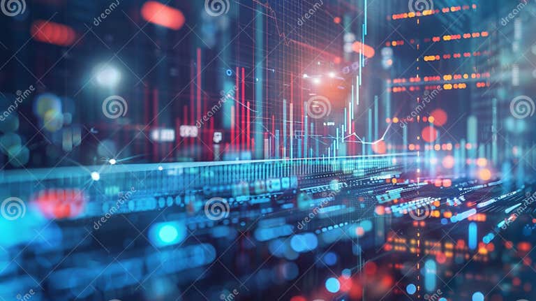 Digital Data Visualization with Financial Charts and Graphs Stock Image ...