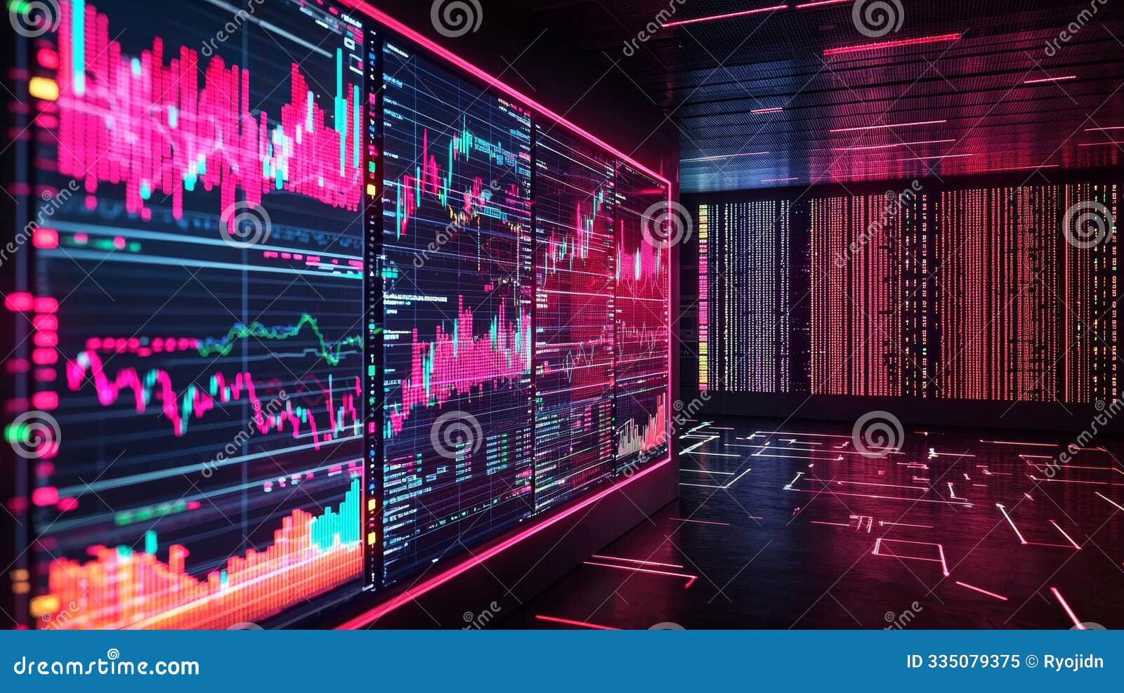 Digital Data Wall stock illustration. Illustration of glowing - 335079375