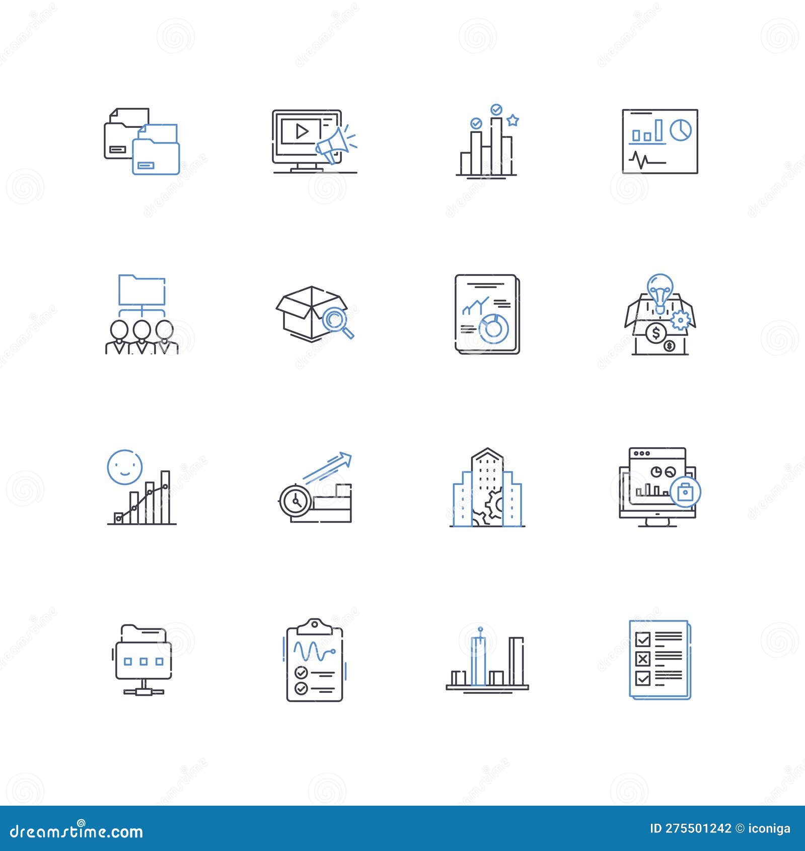 Digital Database Line Icons Collection Storage Access Management Retrieval Analytics