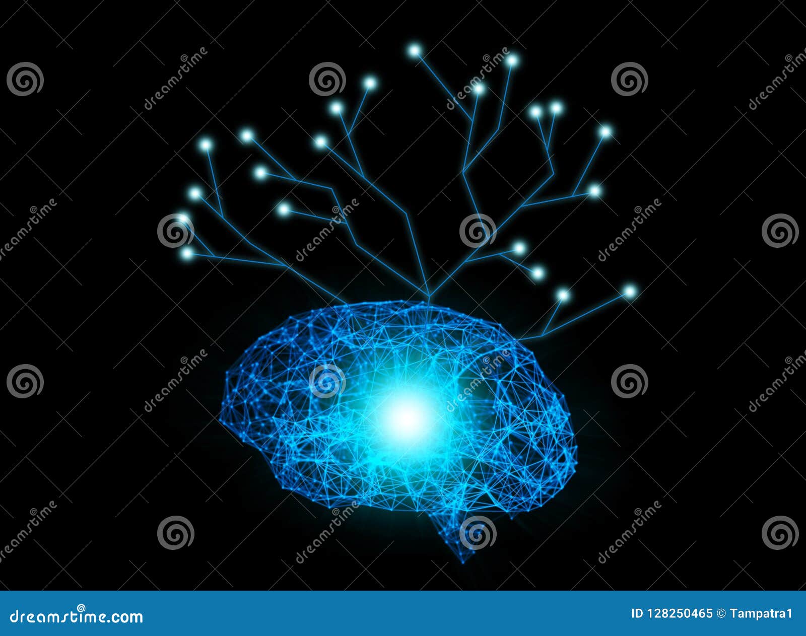 Digital-Daten Und Network Connection Des Menschlichen Gehirns Mit ...