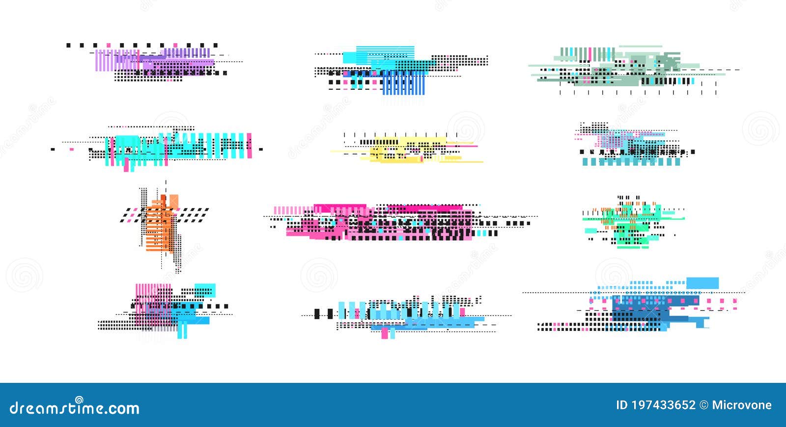 Digital Decay Elements. Geometric Glitch, Abstract Art Tv Noise Effect ...