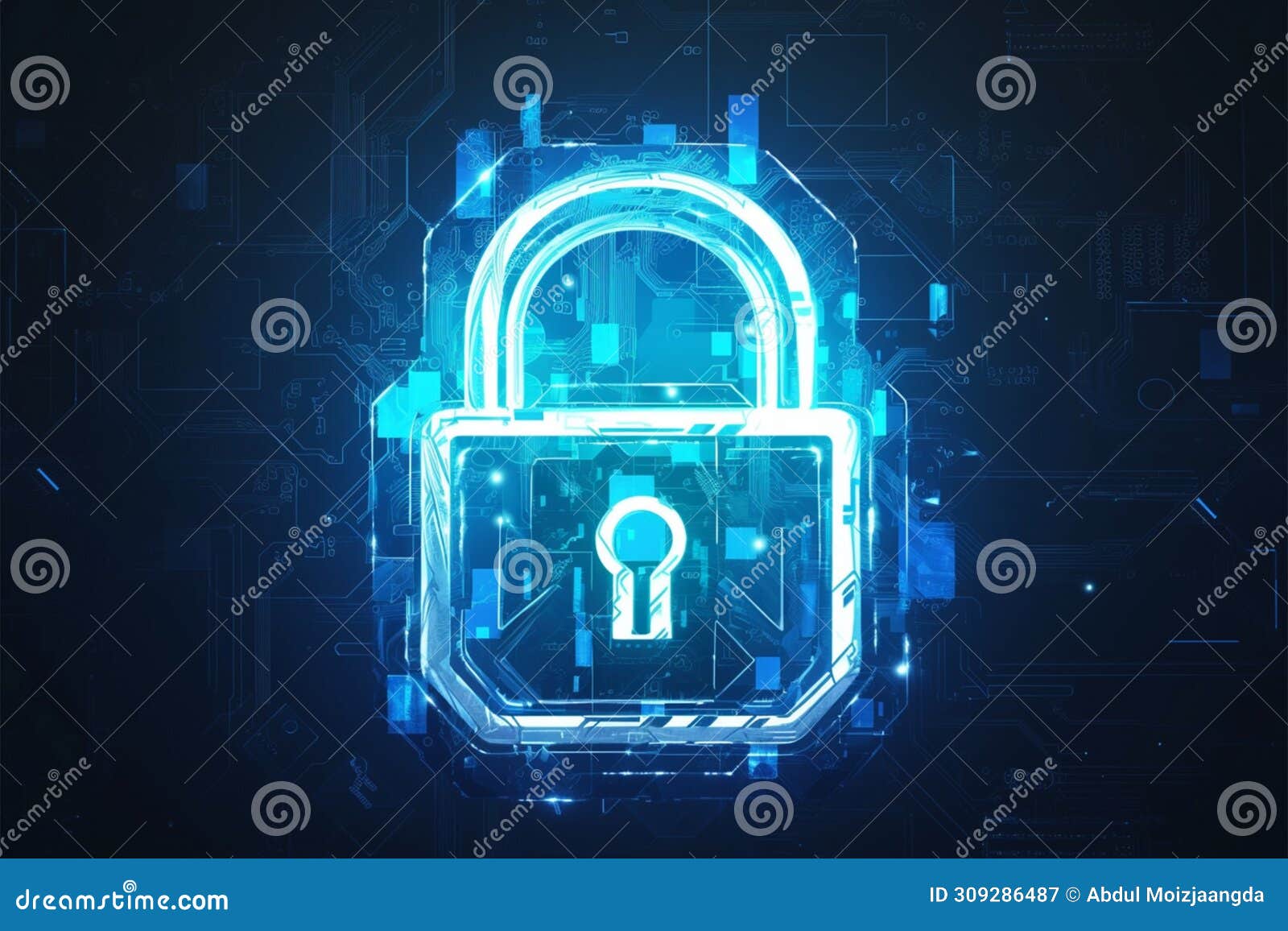 Digital Defense Padlock Symbolizes Cyber Security on Circuit Board ...