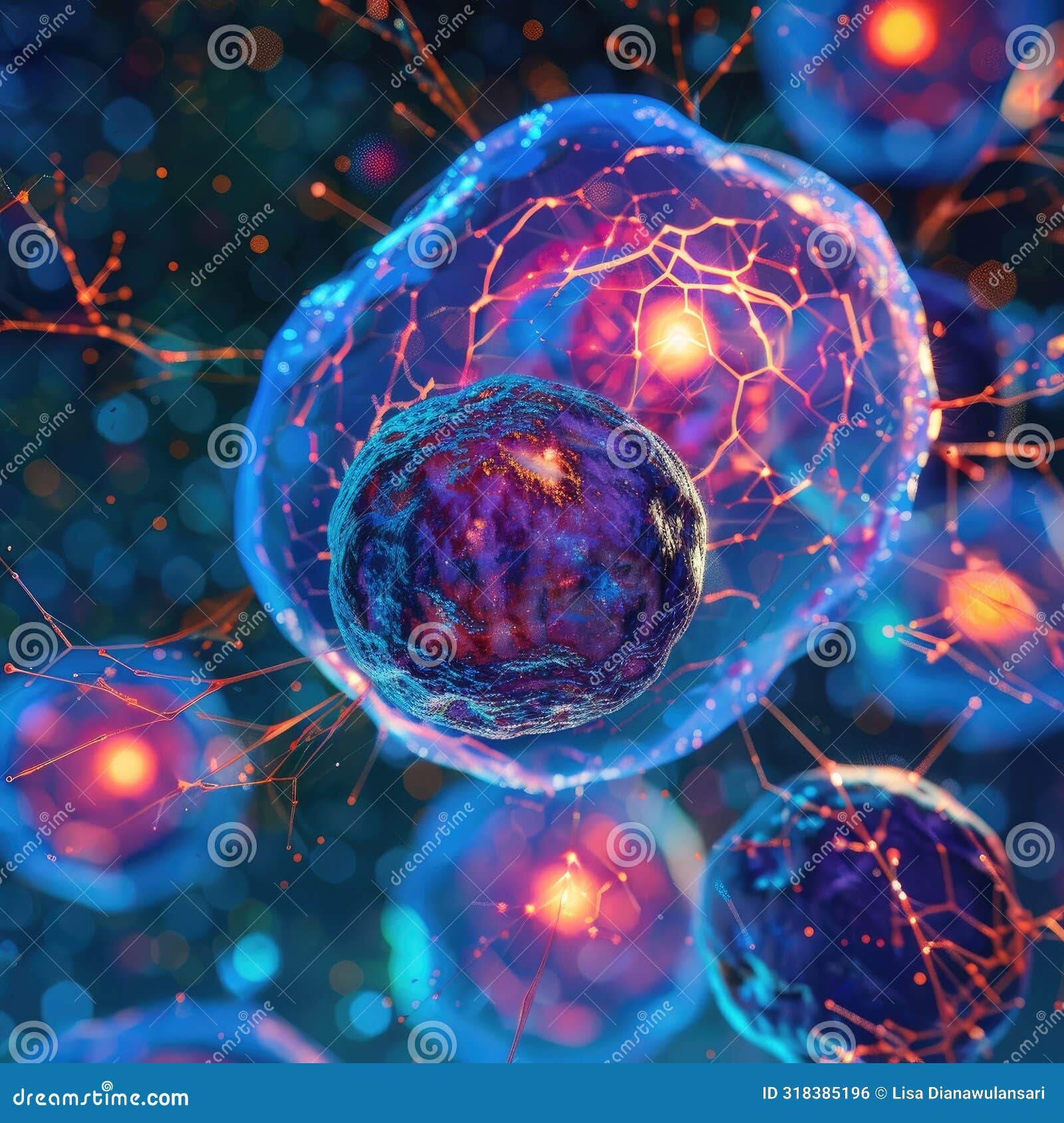 A Digital Depiction of Cells and Technology Stock Illustration ...