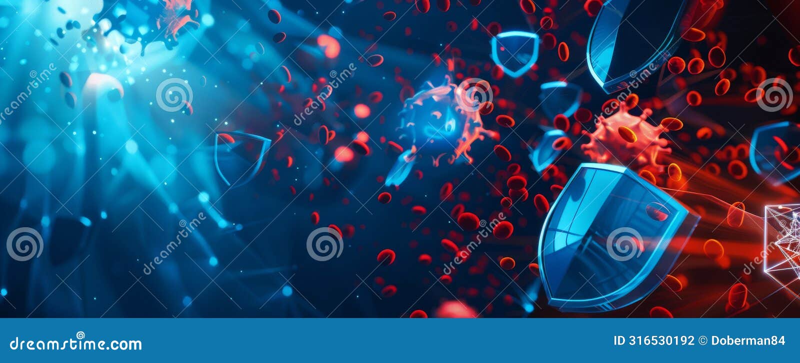 Digital Depiction of Cybersecurity with Protective Shields and Viruses ...