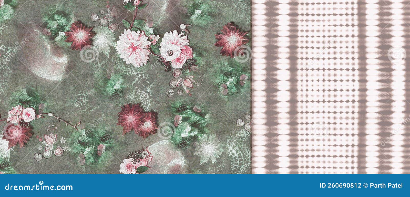 Digital Design Allover Top Bottom Flower Pattern Stock Illustration ...