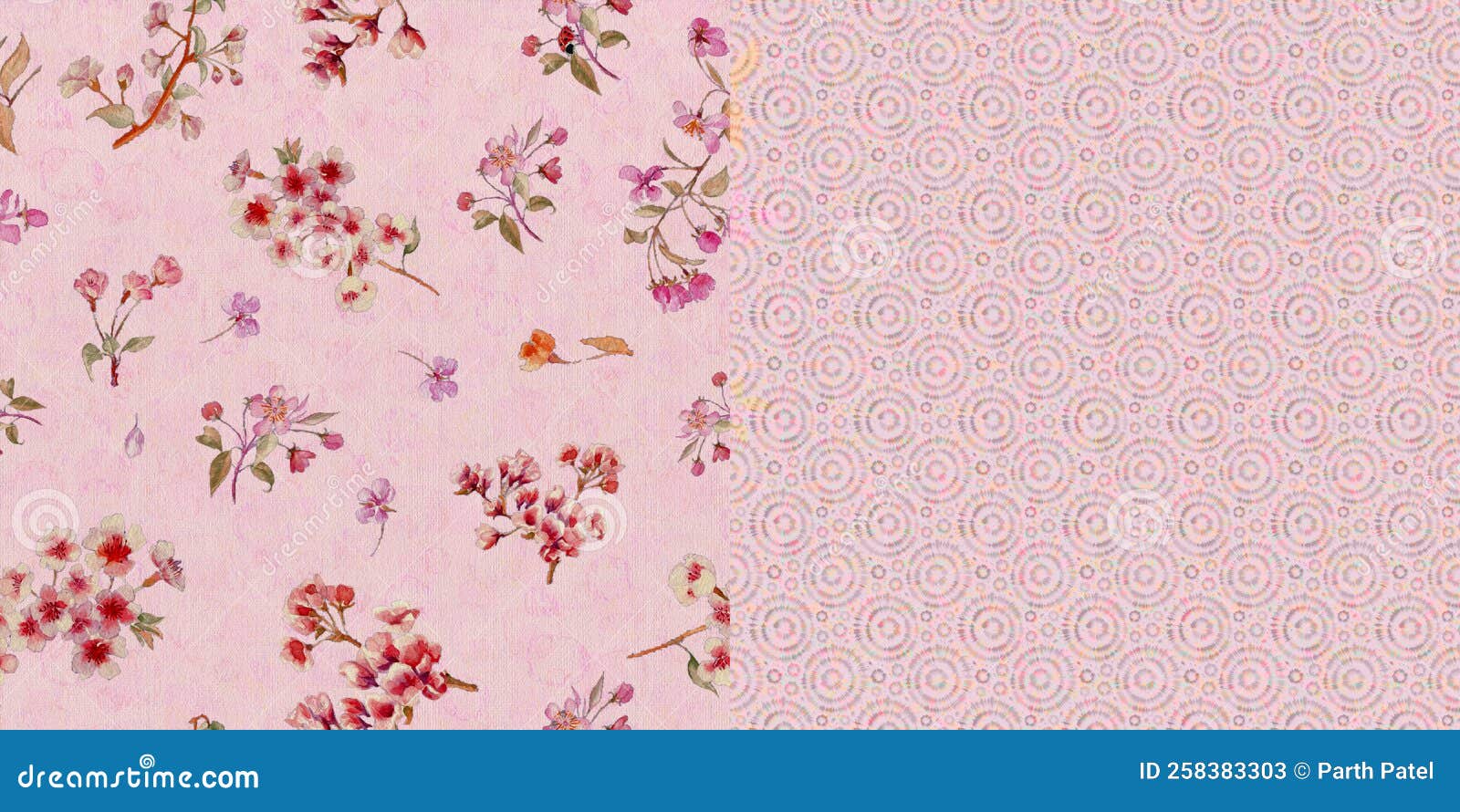 Digital Design Allover Top Bottom Flower Pattern Stock Illustration ...