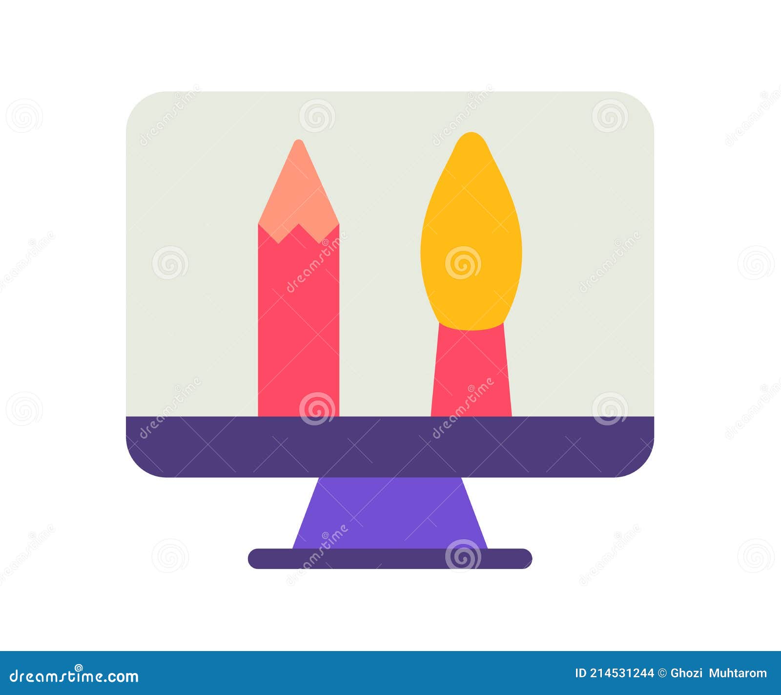 Digital Design Computer Single Isolated Icon with Flat Style Stock ...