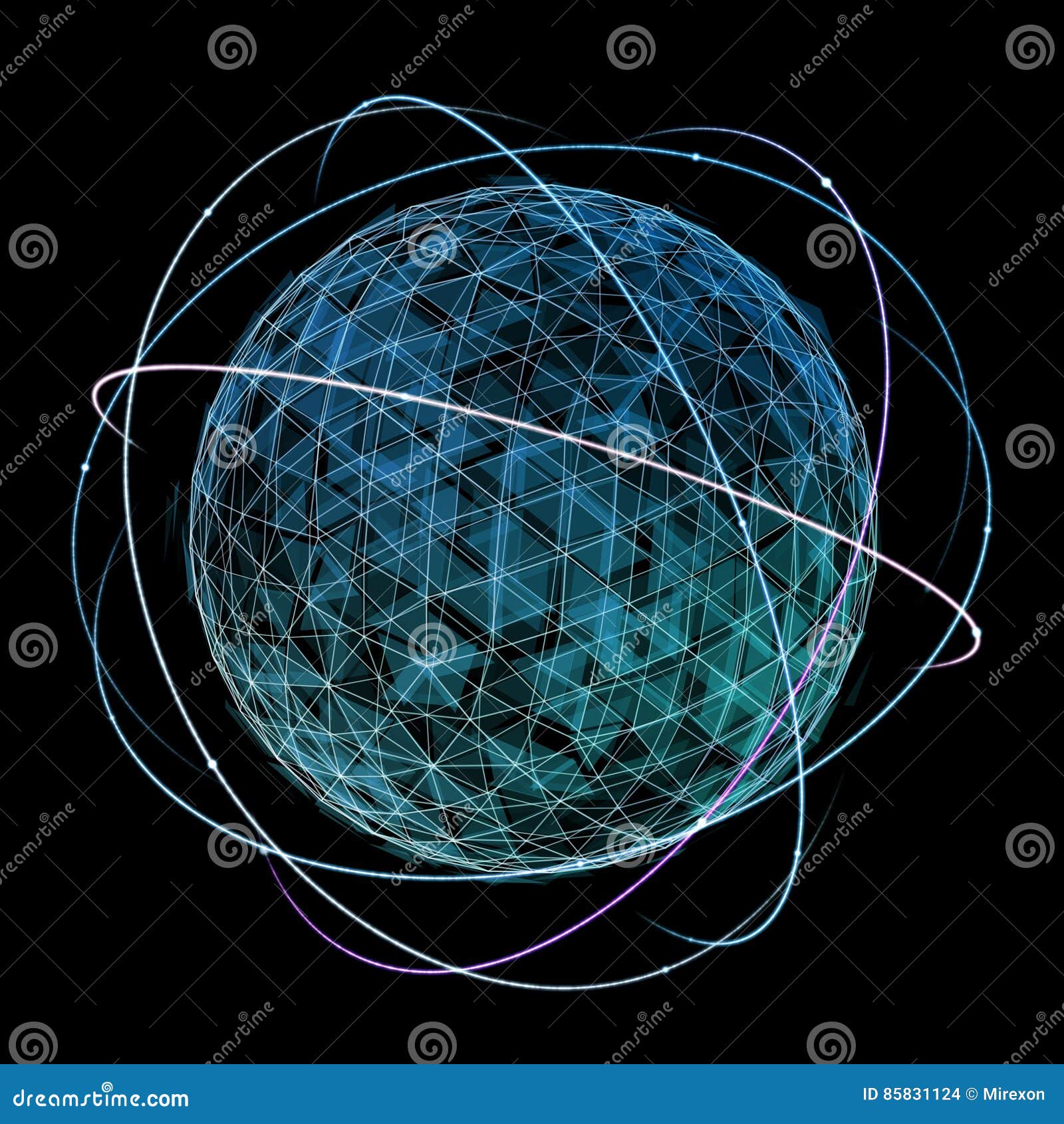 Digital Design of a Global Network on Orbit Space Stock Illustration ...