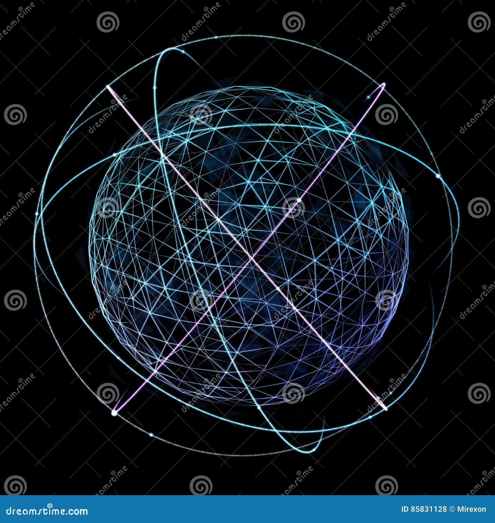 Digital Design of a Global Network on Orbit Space Stock Illustration ...