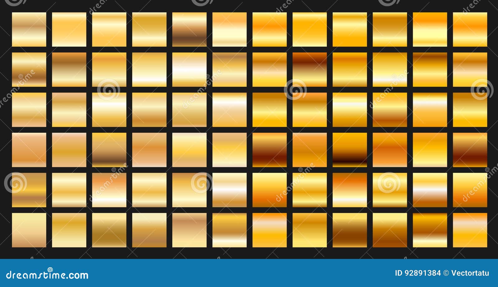 Golden Gradient Set. Element Of Shiny Gold Texture. Realistic Golden ...