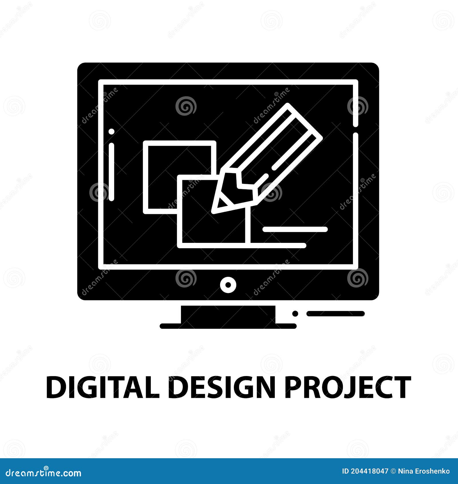Digital Design Project Icon, Black Vector Sign with Editable Strokes ...