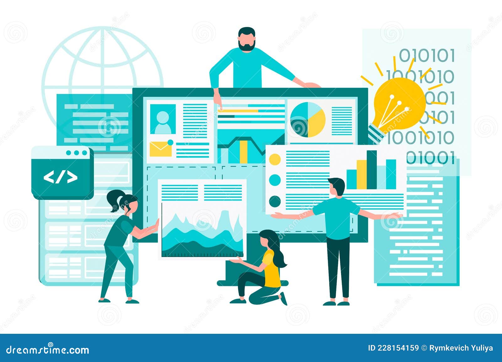 Digital Design, UI UX Programmers and Web Designers Teamwork Stock ...