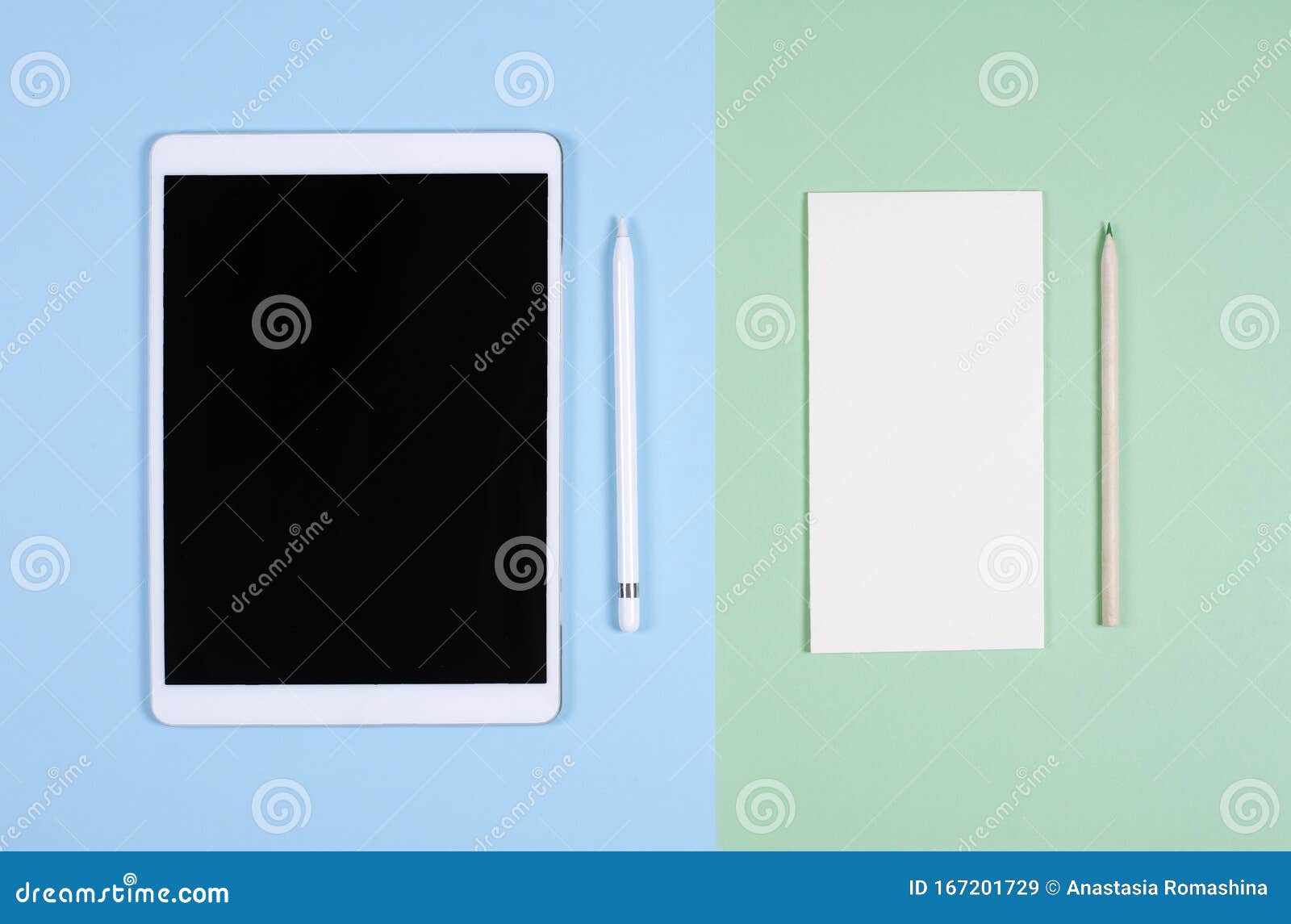 Digital Detox. Choose between a Tablet and a Paper Notebook Stock Image ...
