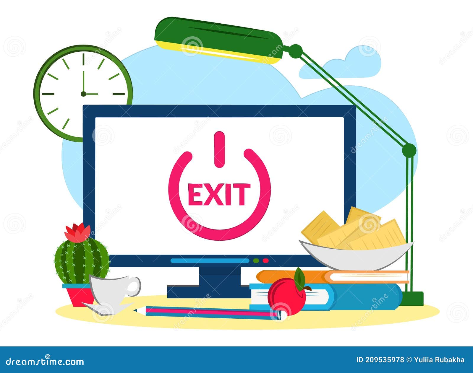 Digital Detox. the Computer with the Shutdown Sign Stock Illustration ...
