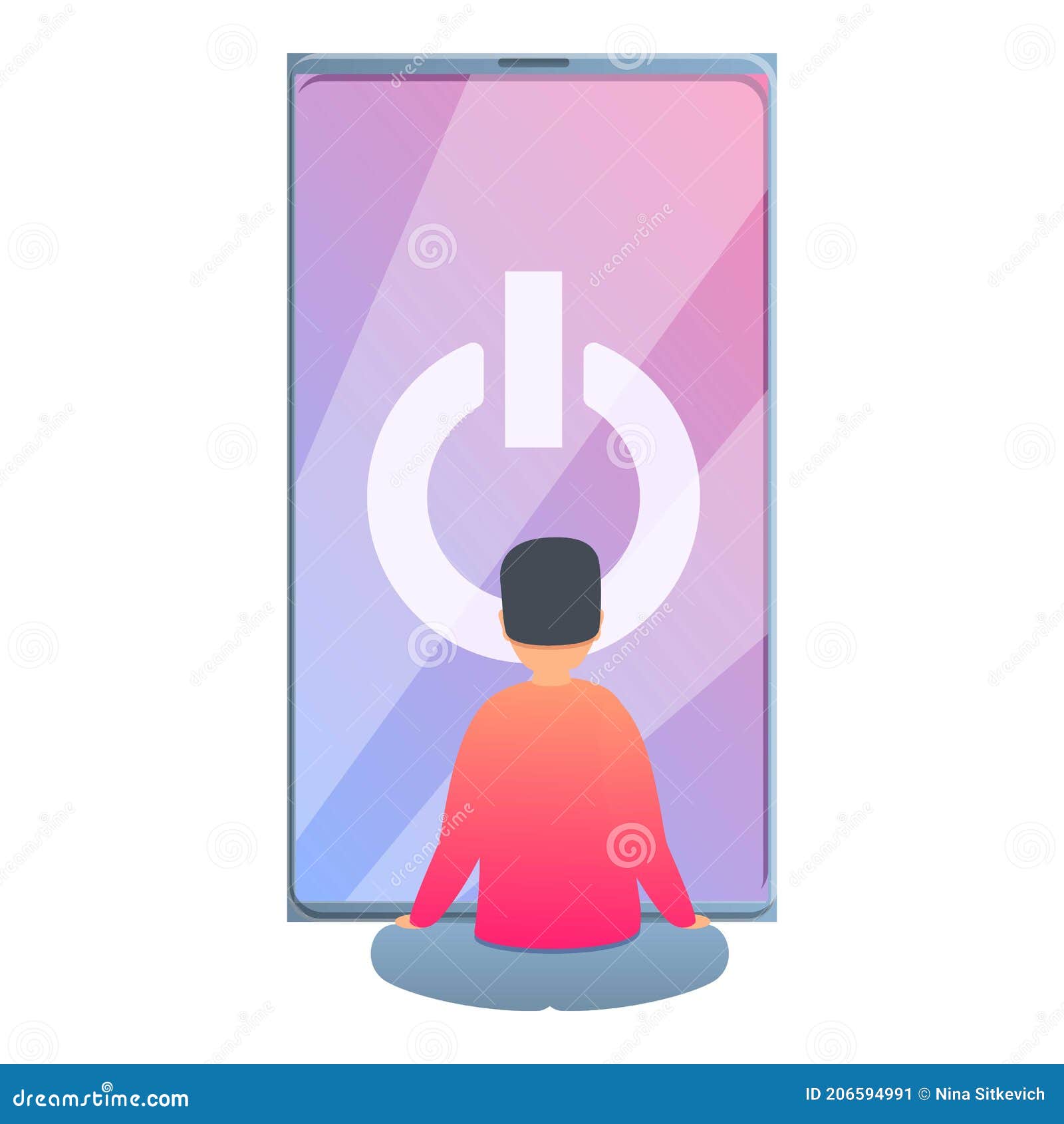 Digital Detoxing Disconnect Icon, Cartoon Style Stock Illustration ...