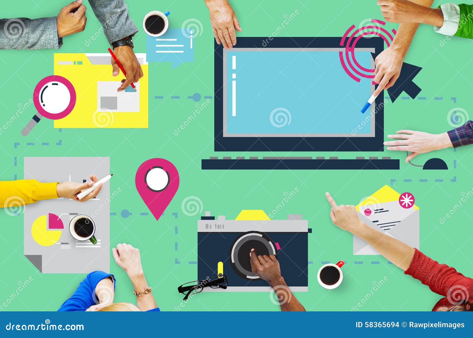 Digital Device Computer Connecting Internet Online Concept Stock Photo ...