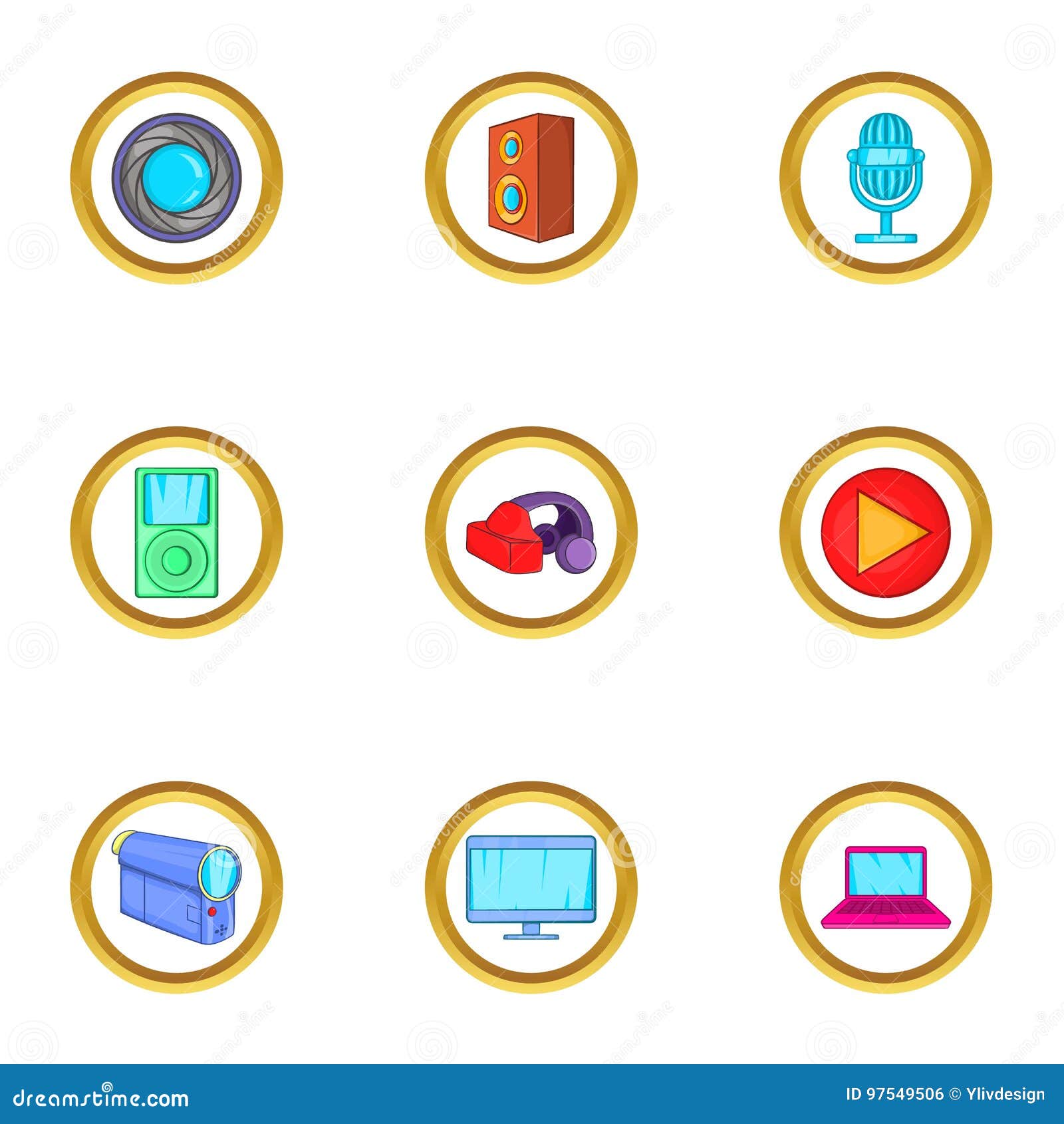 Digital Device Icons Set, Cartoon Style Stock Vector - Illustration of ...