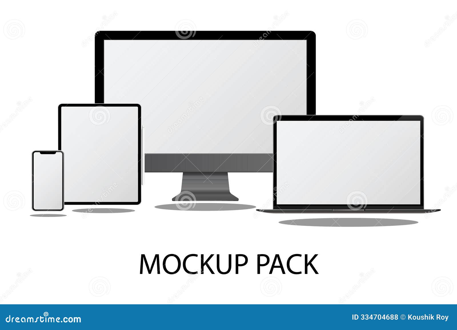 Digital device mockup set stock vector. Illustration of phone - 334704688