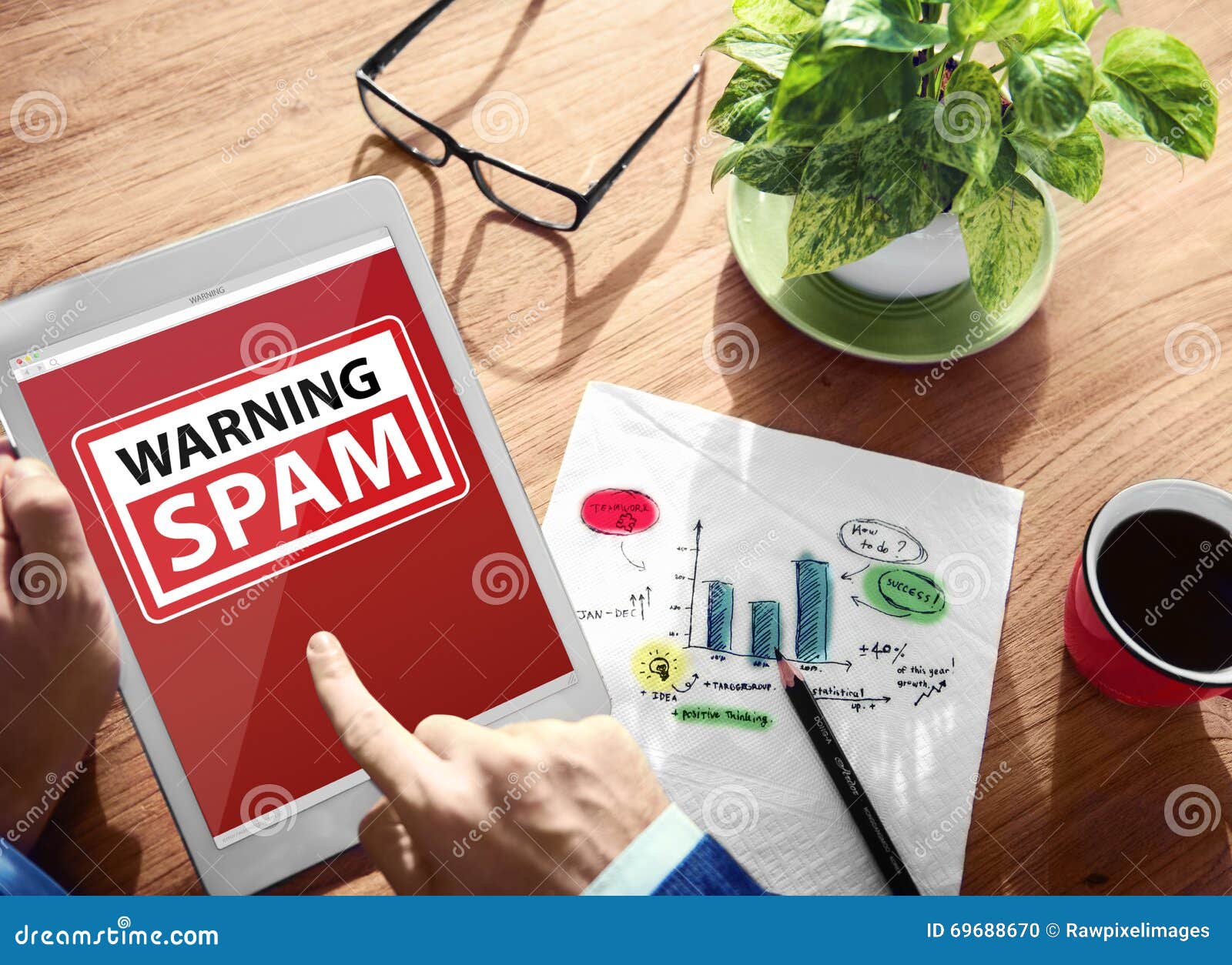 Digital Device Wireless Browsing Warning Spam Internet Concept Stock ...