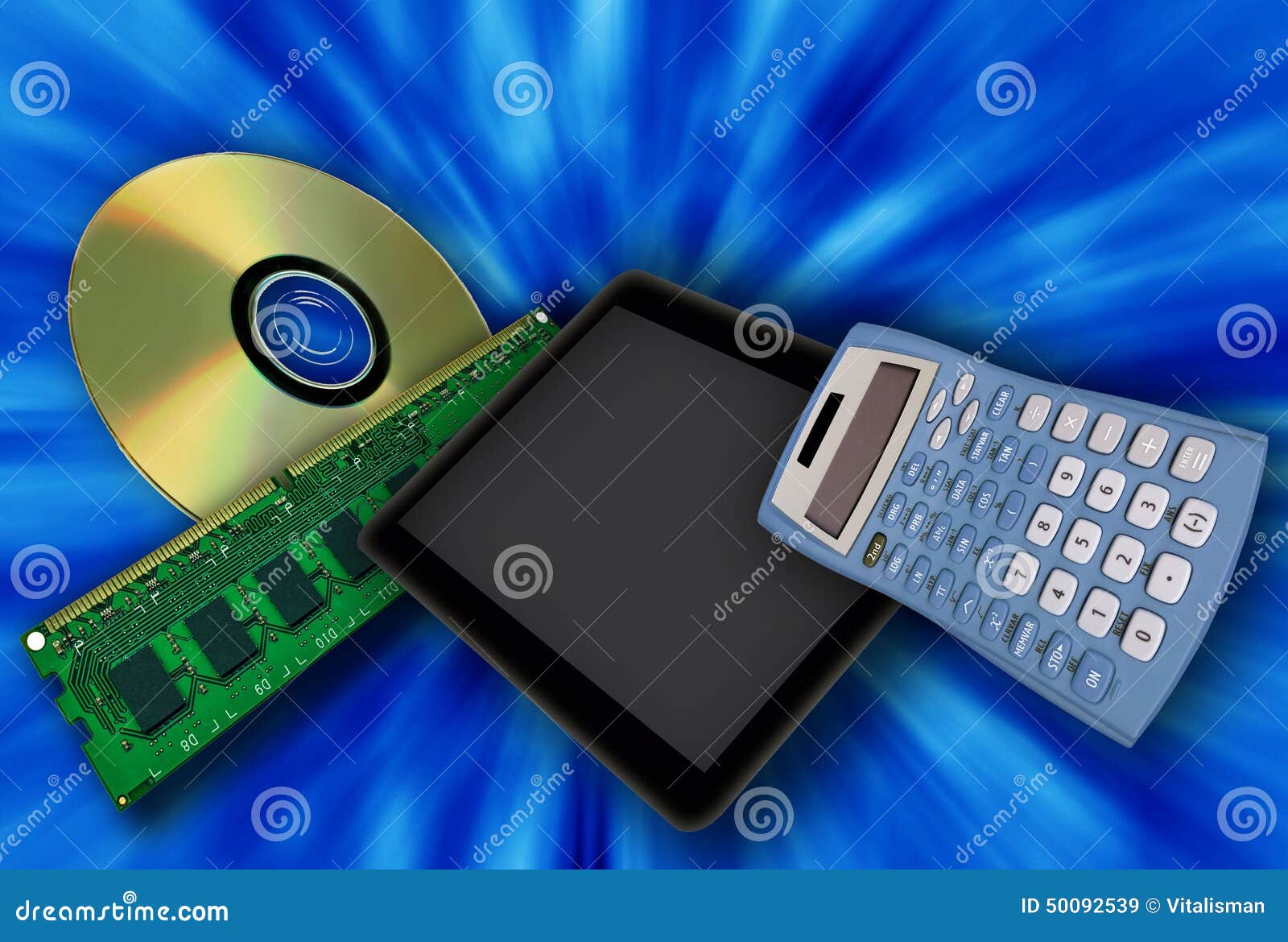 Digital Devices on a Blue Background Stock Illustration - Illustration ...